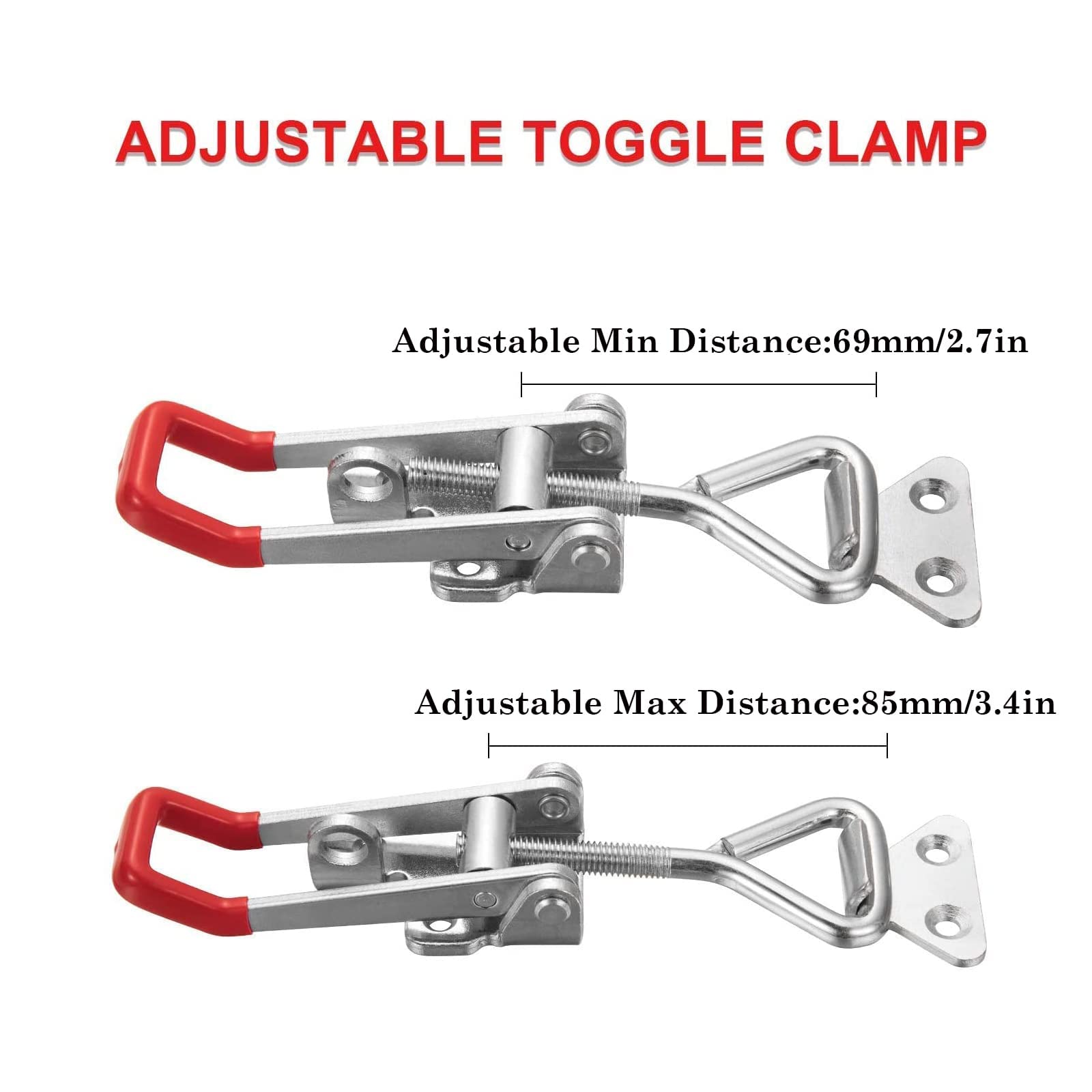 Accessbuy Toggle Latch Clamp 4002 Style,550Lbs Holding Capacity,Toggle Latches with Lock-Hole,Adjustable Heavy Duty Medium Latch for Smoker lid,ToolBox Cases and More (5.7inch)