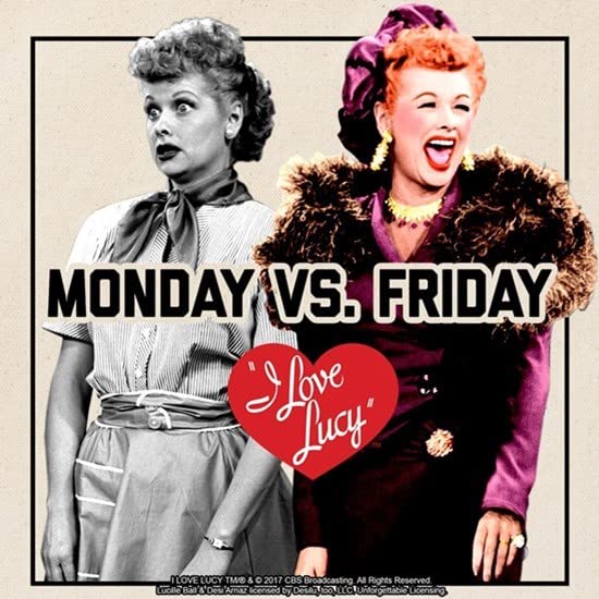 CafePress I Love Lucy Monday Vs. Friday Tote Bag Natural Canvas Tote Bag, Reusable Shopping Bag
