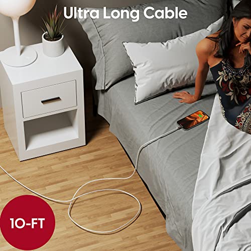 TALK WORKS USB C to Lightning Cable Charger Compatible w/iPhone 14/14 Plus/14 Pro/14 Pro Max, 13/13 Mini/13 Pro/13 Pro Max, 12/12 Mini/12 Pro/12 Pro Max, iPad-10' Braided Cord-MFI Certified (Silver)