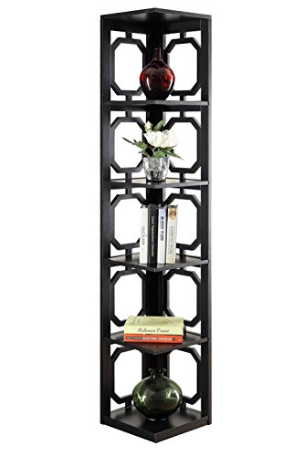 Convenience Concepts Omega 5 Tier Corner Bookcase, Black