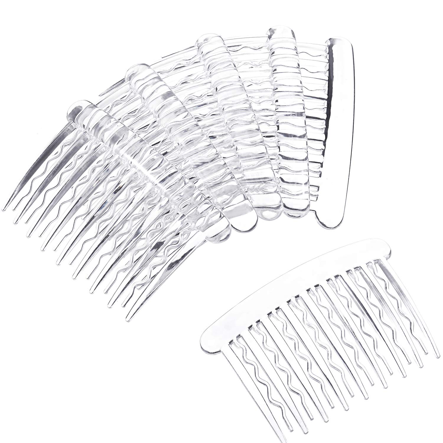 Gejoy 12 Pieces Plastic Teeth Hair Combs Tortoise Side Comb Hair Accessories(Transparent)