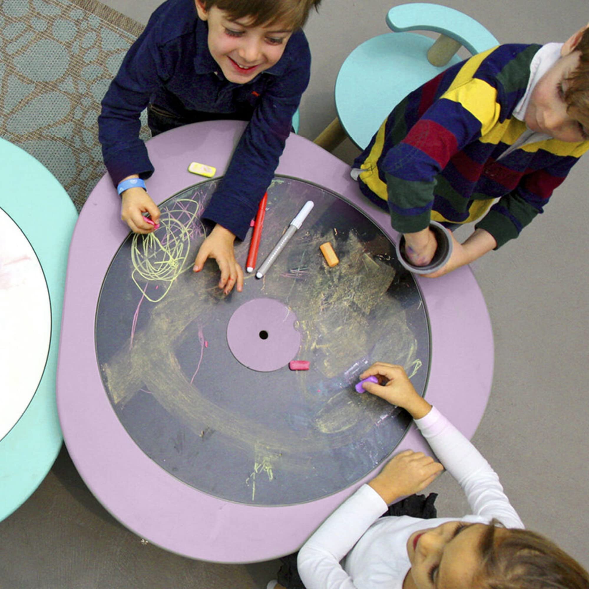 Stokke Mutable, Mauve - Multifunctional Children’s Play Table - Height-Adjustable Legs - Includes Four Double-Sided Activity Boards, One Puzzle & Natural Wood Cover