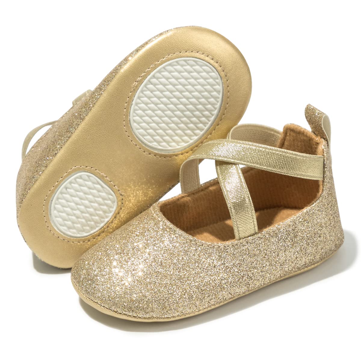 CENCIRILY Infant Baby Girls Mary Jane Flats Non Slip Soft Sole Prewalker Princess Wedding Dress Shoes