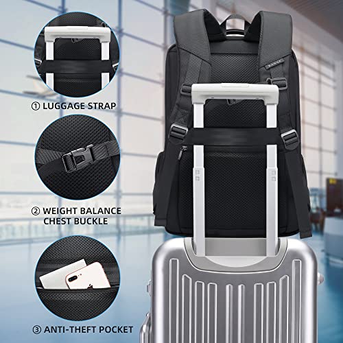 BANGE Travel Backpack, Business Durable Laptops Backpack with USB Charging Port, Computer Backpack for Men & Women Fits 15.6 Inch Notebook