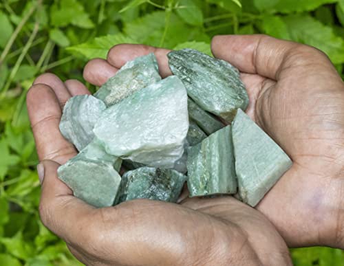 Crocon 1/4 LB Green Jade Rough Bulk Natural Stone Raw Gemstone Tumbling Cabbing Polishing Gem Mining Chakra Balancing Reiki and Crystal Healing Good Luck Home Office Decor