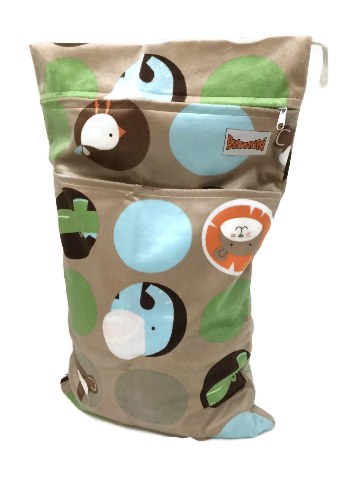 BB2 Large Minky Minkee Wet/Dry Water Resistant Travel Grab &Go Cloth Diaper Bag (21"X14", Farm Animals)