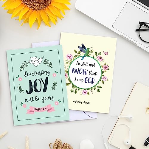 Scripture Cards - Set of 48 Boxed Bible Verse Blank Note Cards with Envelopes - Christian Greeting Cards/Inspirational Prayer Cards, 6 Designs. Christian Stationary with Bible Verses