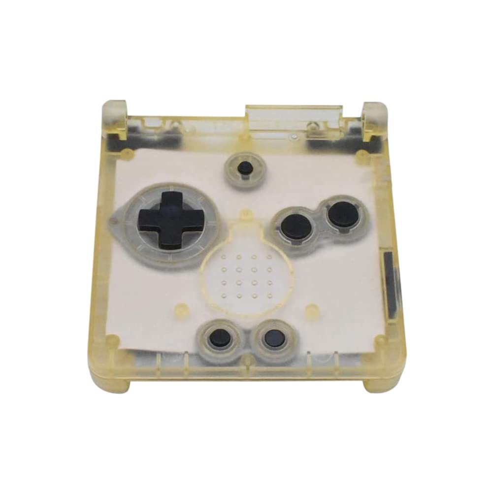 Cowhilan Replacement Clear Full Housing Shell Case Compatible with Gameboy Advance SP GBA SP Console, Send with Game Card Shell, Transparent Yellow