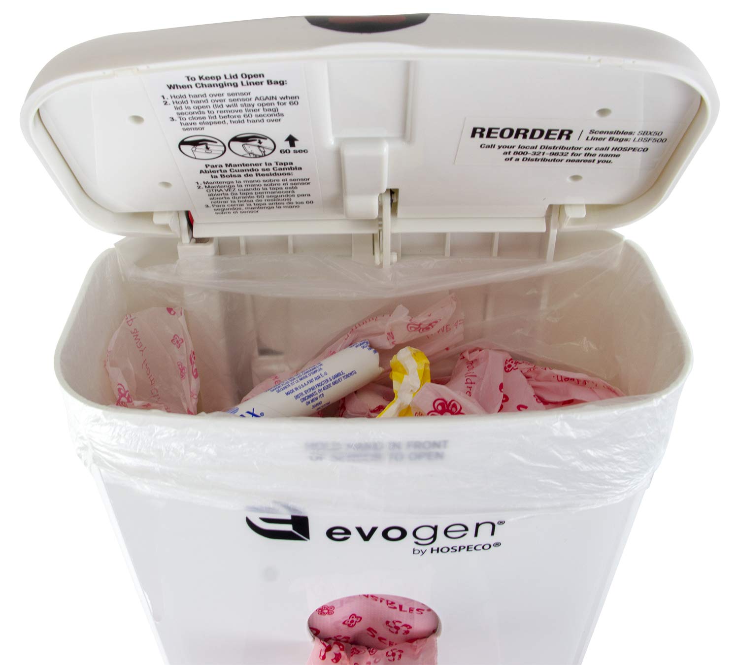 Evogen No-Touch Combination Receptacle (EVNT-CWR), White
