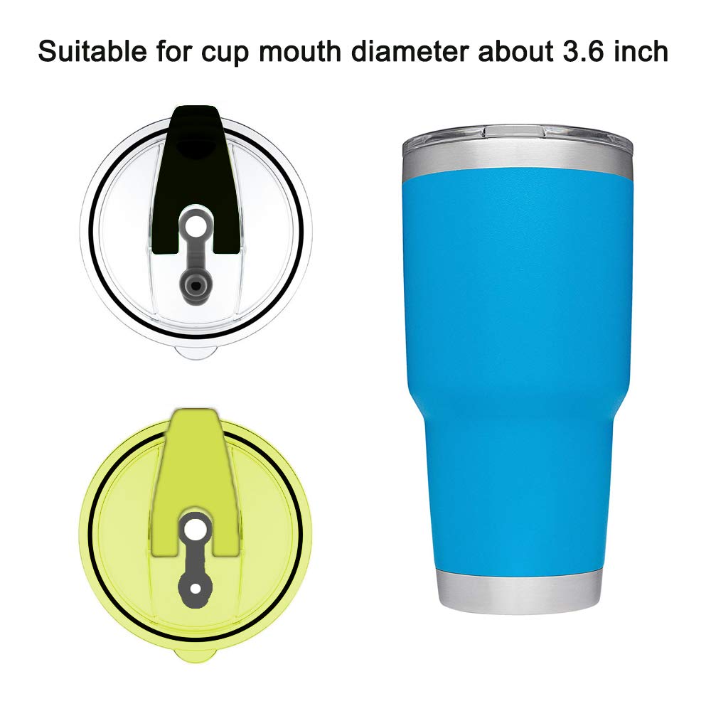 30oz Tumbler Lids, Fits for YETI Rambler, Ozark Trail, Rtic (Old Style ONLY), 2 Pack Spill-Proof Splash Resistant Cups Covers (Black+Red)
