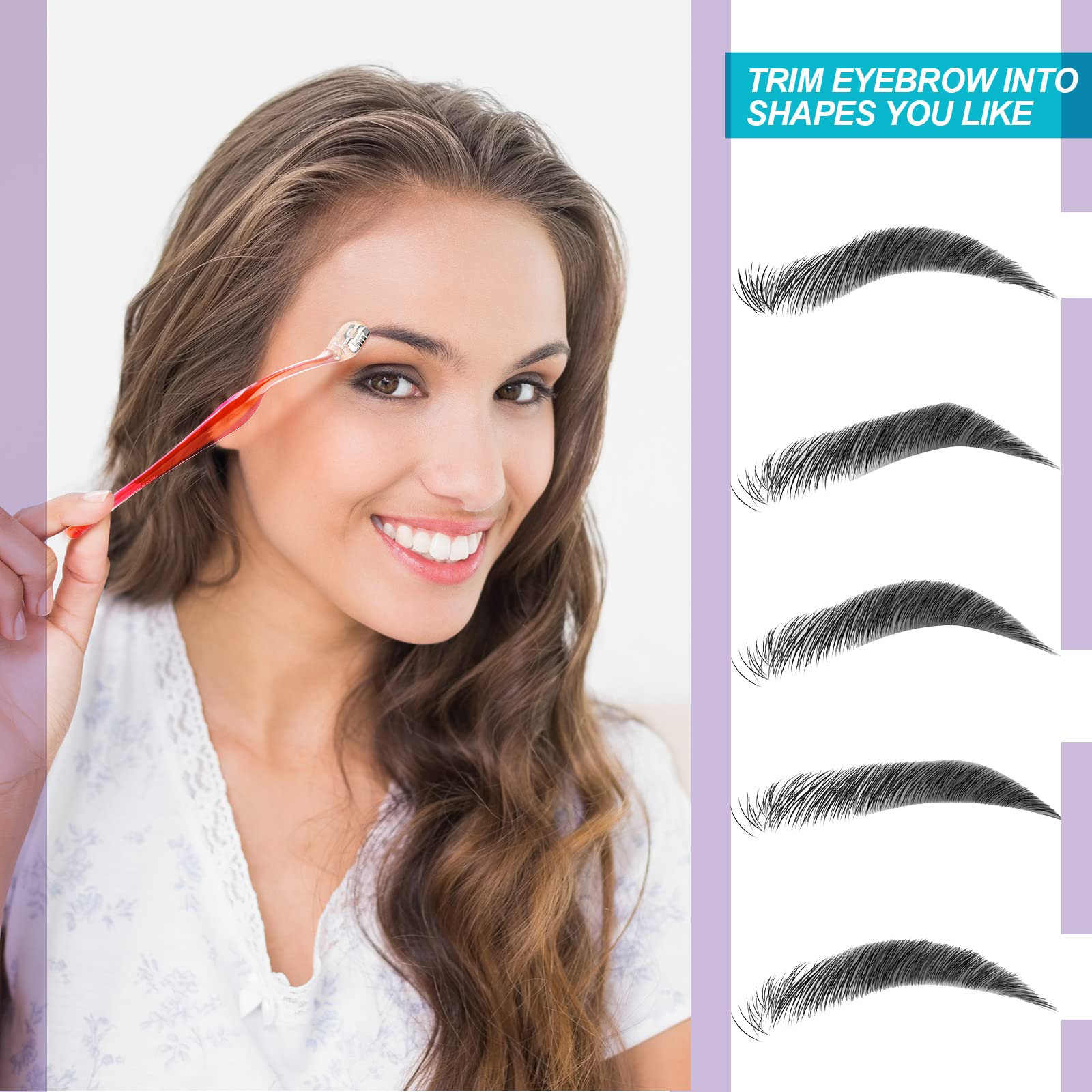 4 Pieces Eyebrow Razor Multipurpose T Shaped and L Shaped Dermaplane Razor Facial Razor Eyebrow Hair Trimmer Eyebrow Shaper for Women