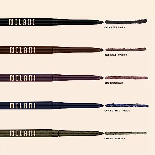 Milani Stay Put Eyeliner - Moss Boss (0.01 Ounce) Cruelty-Free Self-Sharpening Eye Pencil with Built-In Smudger - Line & Define Eyes with High Pigment Shades for Long-Lasting Wear