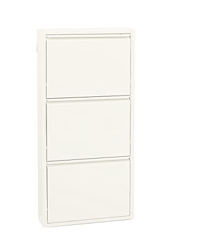 Alveon Flip Drawer Shoe Cabinet, Storage Organizer, Freestanding Shoe Rack, Wall Mounted No-Assembly (Gray, 3 Drawer)
