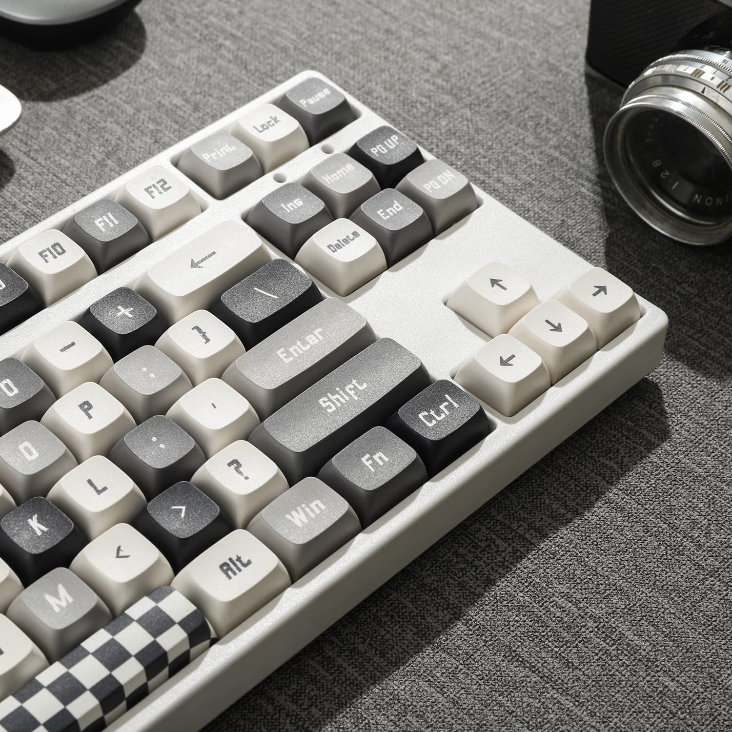ZMX Retro Checkerboard Grid Theme keycap PBT Dye-Sublimation Custom Keycap, XDA Profile Personalized 125 Keycaps Set for MX Switch Mechanical Gaming Keyboard Accessory Keycap Set DIY(only keycap!)