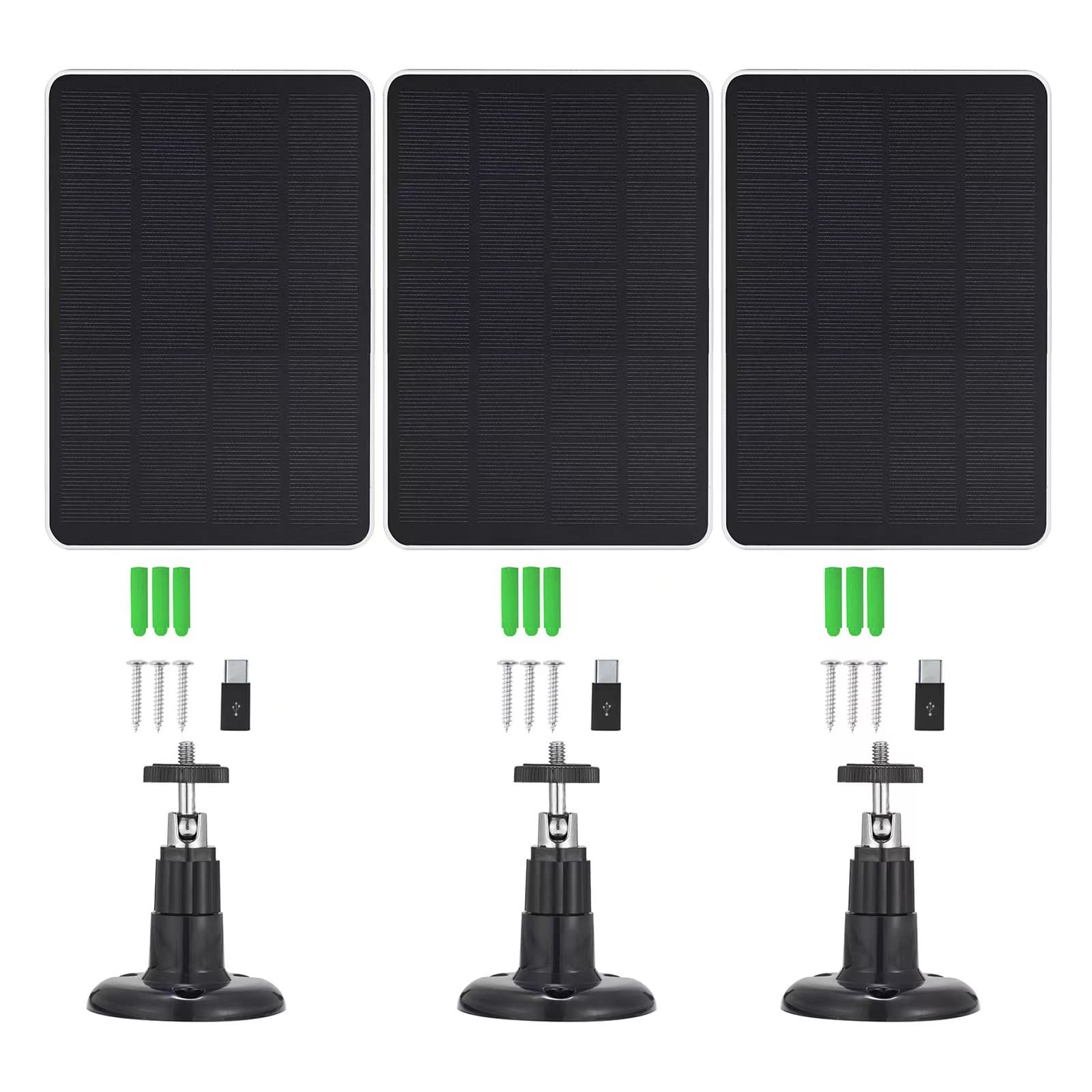 3 Pack Solar Panel Camera Charger Fit for SimpliSafe Outdoor Camera, Arlo GO 1, Arlo Essential Spotlight 2nd gen/Spotlight XL 2nd gen,Arlo pro (not for pro 2) VMC2030 VMA3600 Camera 5V 4W Cable Black