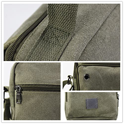 CR Canvas Small messager Mini shoulder bag Travel purse with strap adjustable cellphone key bag (Army green) sling bag everday use bag with slutch and eaphone line hole on the bag