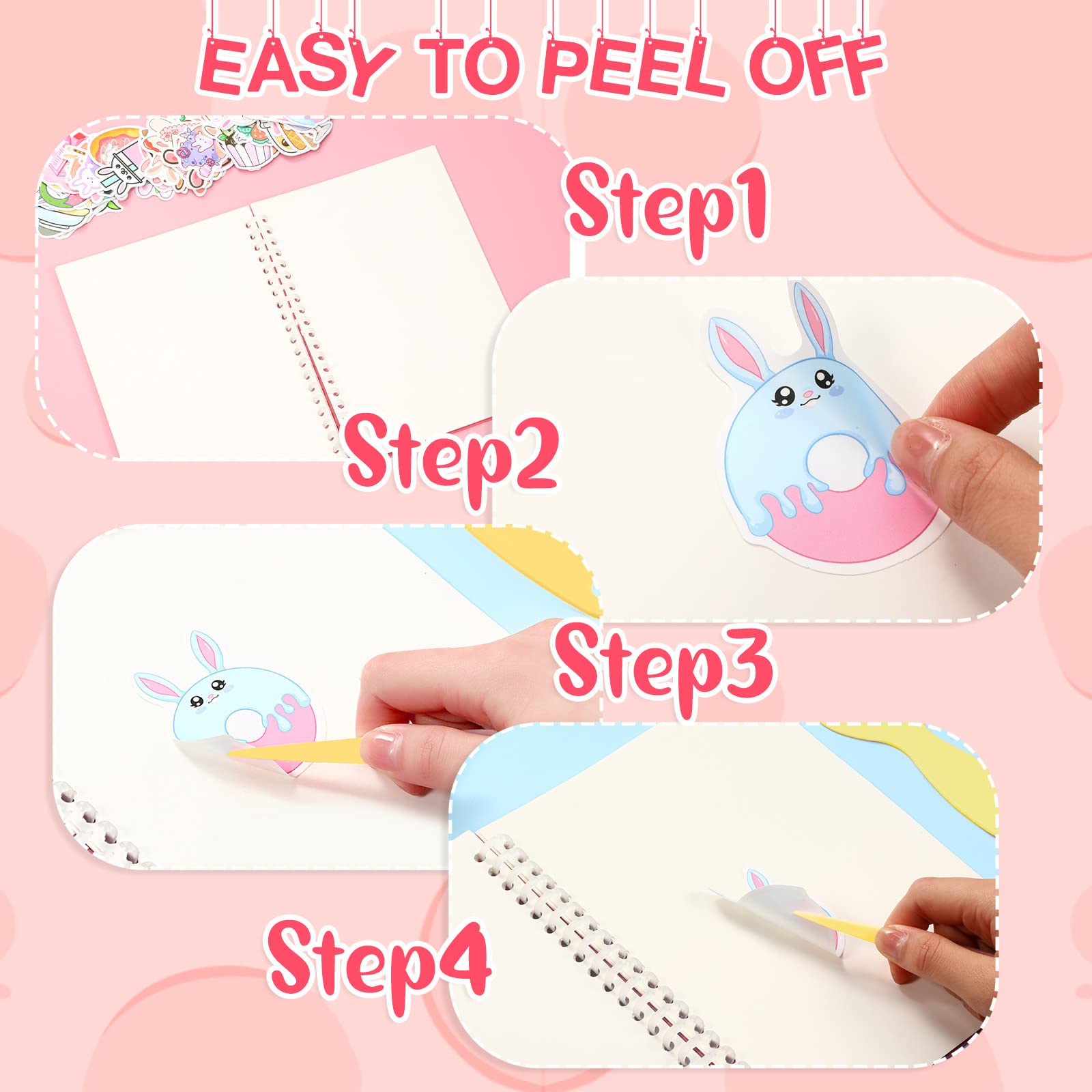 4 Pieces Sticker Collecting Book Album Reusable Sticker Book with a Plastic Spatula and Tweezer A5 Size 8.3" x 5.8" Christmas Notepads Sticker Collection Labels Accessories (Pink, Blue, Yellow, Green)
