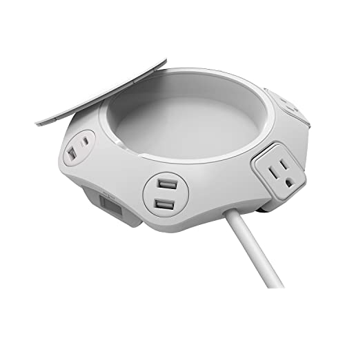 Accell Power Office Surge Protector - Perfect IoT Hub Holder for Echo Dot 3rd/4th Generation and Google Home Mini with 4 Protected outlets, 3 USB-A and 1 USB-C Charging Ports, White, 16ft Cord