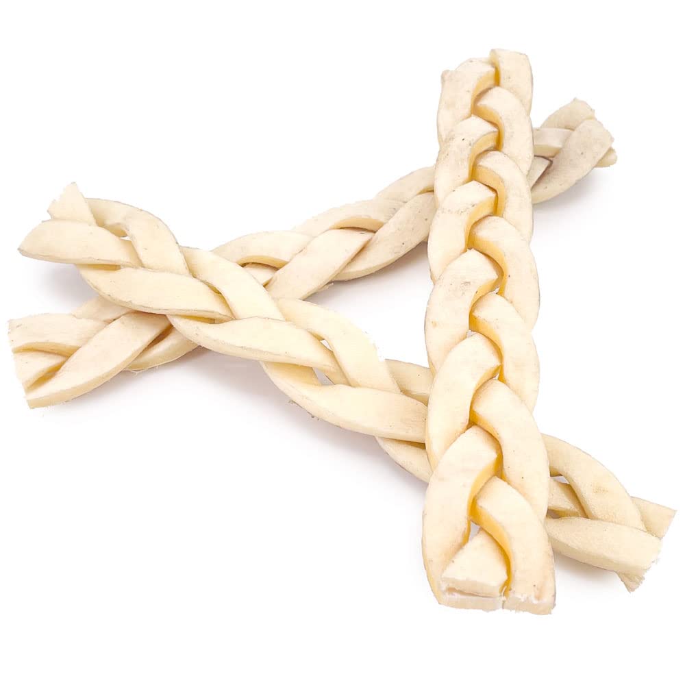 ValueBull Cheek Chews, Triple Braided, Premium Beef, 5-6 Inch, 50 Count - Long Lasting Dog Chews, Single Ingredient Rawhide Alternative, Angus Beef, Cleans Teeth