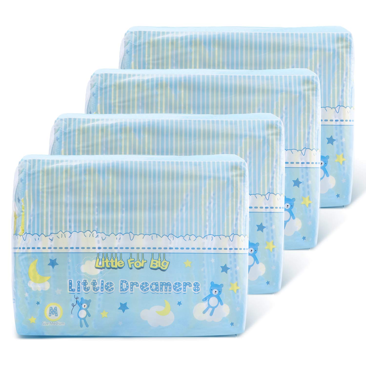 Littleforbig Adult Printed Diaper 40 Pieces (4 Packs) - Little Dreamers (Medium 28"-38")