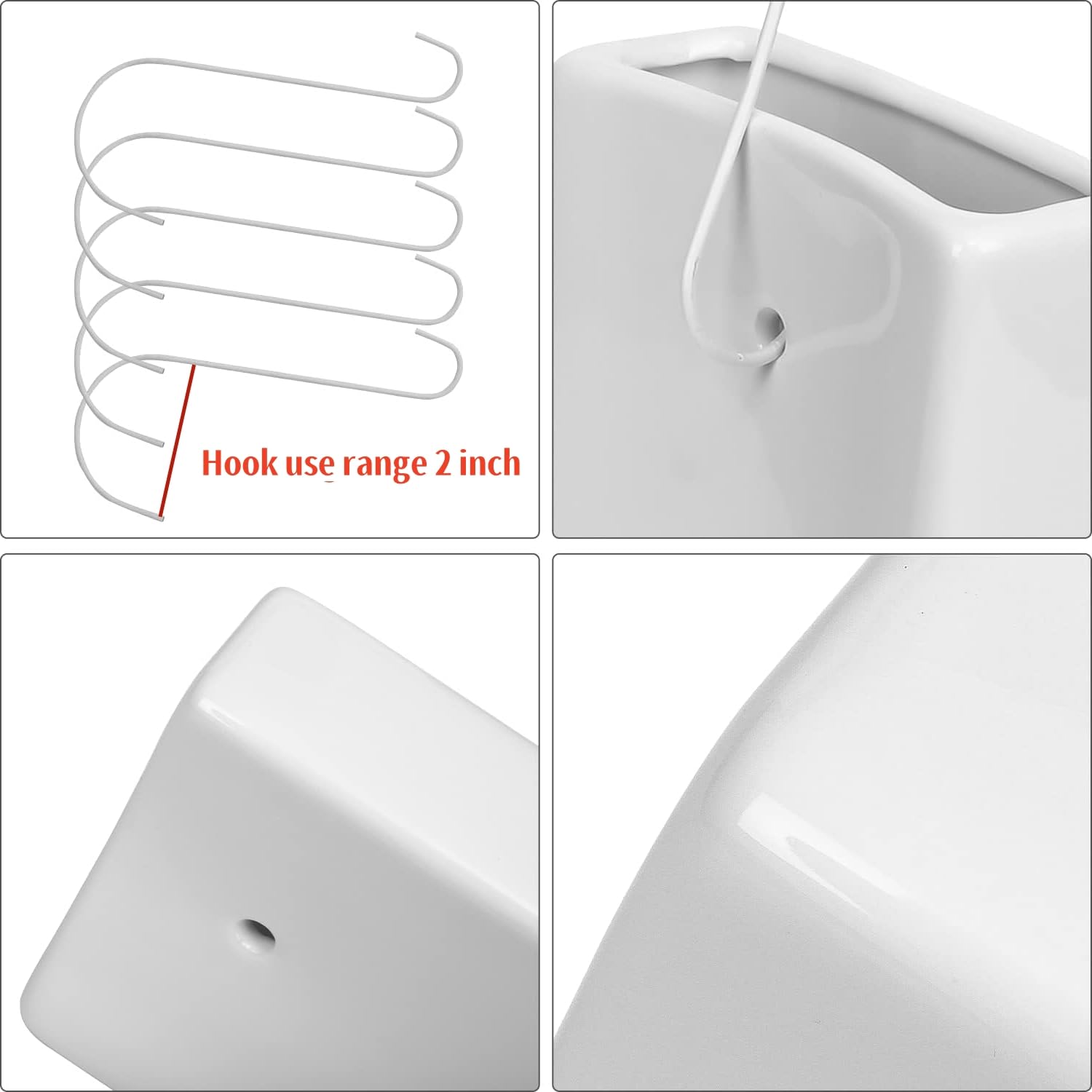 4 Pieces White Ceramic Radiator Hanging Humidifier Set,Controls Dry Air Moisture Humidity with Free Hanging S Hooks,Eco Friendly No Electricity Required, Easy to Clean (Ceramic White)