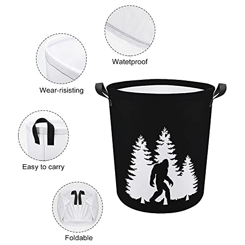 Bigfoot Trees Forest Oxford Cloth Laundry Basket with Handles Storage Basket for Toy Organizer Kids Room Nursery Hamper Bathroom
