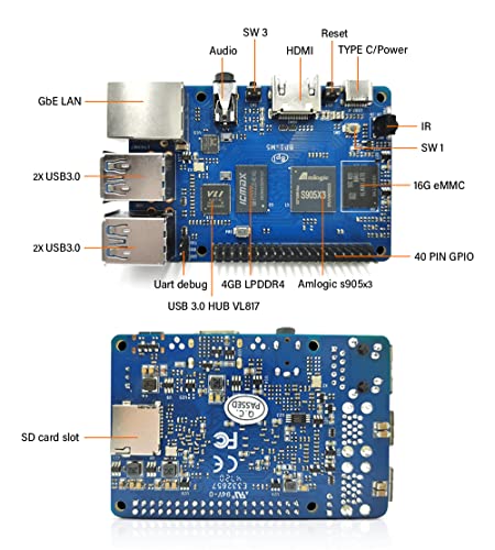 youyeetoo BPI-M5 Amlogic S905X3 Single Board Computer with 4GB RAM and 16G eMMC for AIOT Support Android Debian Raspbian Armbian
