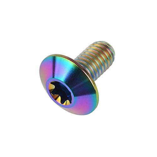 Wanyifa Titanium M4 M5 M6 10 12 15 20 25mm Button Torx Head Bolt Screw for Bicycle Motorcycle Pack of 4 (Ranibow, M5x12mm)
