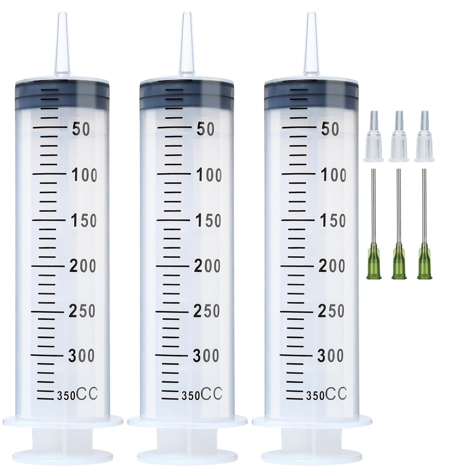 3pcs 350ml Syringes with Needle 14G 1.5”, Extra Large Plastic Syringes for Glue Dispensing, Scientific Labs, Watering, Refilling, Multiple Uses