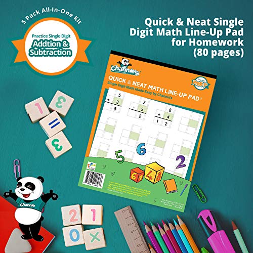 Channie’s All-In-One Visual Handwriting & Math Workbook Set for Pre-Kindergarten - 1st Grade Elementary School Students (5 Pack)