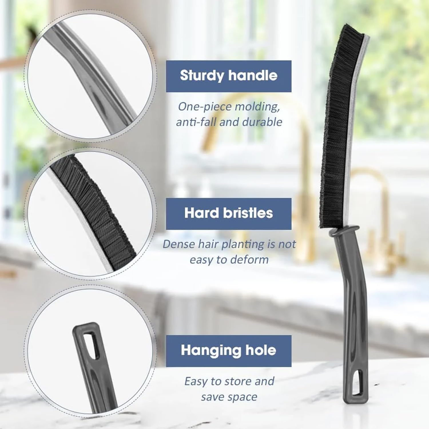 3 Pack Gap Cleaning Brush Crevice Cleaning Brush Tile Scrubber Grout Cleaner Brush Hard Bristle Brush for Kitchen Bathroom Shower Sink Tile Floors
