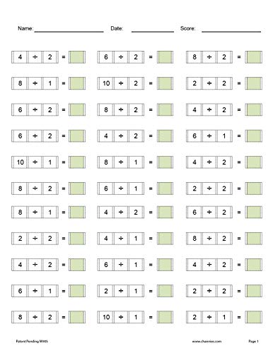 Channie’s One Page A Day Single Digit Level 1 Beginner Visual Division Workbooks for Easy Teaching & Learning Grade 3-5 Size 8.5” x 11” Summer School, Summer Bridge