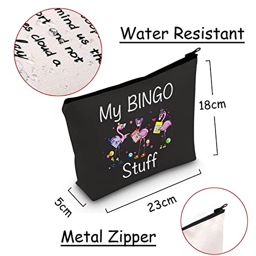 JXGZSO Funny Bingo Lover Gift Gambler Gift My Bingo Stuff Lucky Bingo Cosmetic Makeup Bag Bingo Player Gift (Bingo Black)
