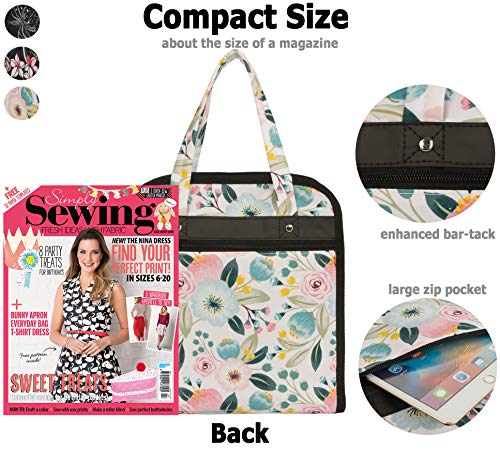 PACMAXI Sewing Accessories Storage Bag, Knitting, Craft Tools and Accessories Organizer, Roomy Carrying Bag for Sewing Tools and Accessories (Flower with Beige Background)