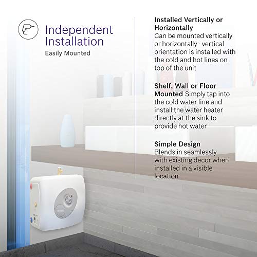 Bosch Electric Mini-Tank Water Heater Tronic 3000 T 7-Gallon (ES8) - Eliminate Time for Hot Water - Shelf, Wall or Floor Mounted