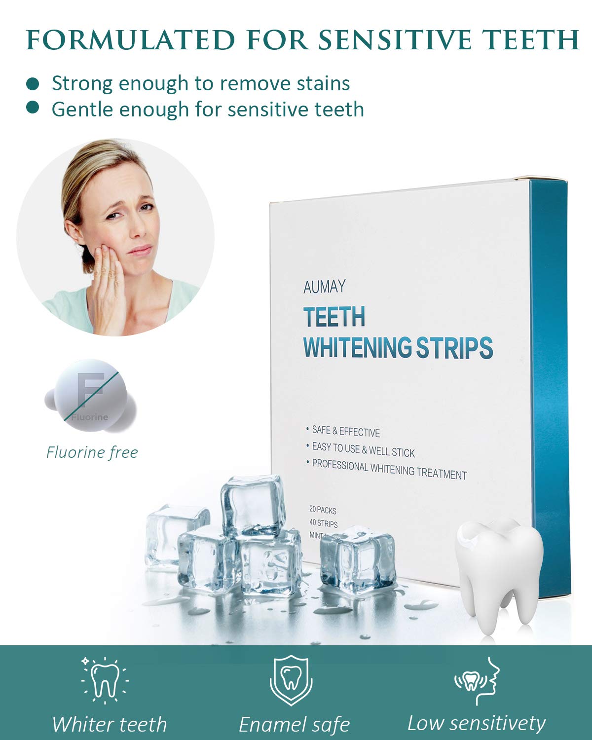 Professional Effects Teeth Whitening Strips 20 Treatments, 40 Strips, Teeth Whitening Kit Gel Products for Sensitive Teeth, Removes Coffee, Tea & Tobacco Stains