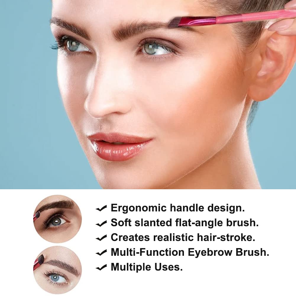 3Pcs 4D Hair Stroke Brow Stamp Brush, Multi Function Eyebrow Brush, 4D Hair Stroke Ultra-thin Brow Brush, Square Eyebrow Makeup Brush, Realistic Eyebrow Brush(Large, Medium and Small)