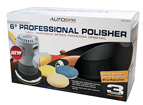 AutoSpa 94009AS Dual Speed 6" Professional Polisher with 3 Bonus Bonnets