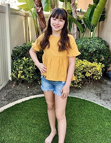 Arshiner Girls Denim Hot Shorts Casual Summer Mid Waisted Short Pants with Pockets 7-8 Years
