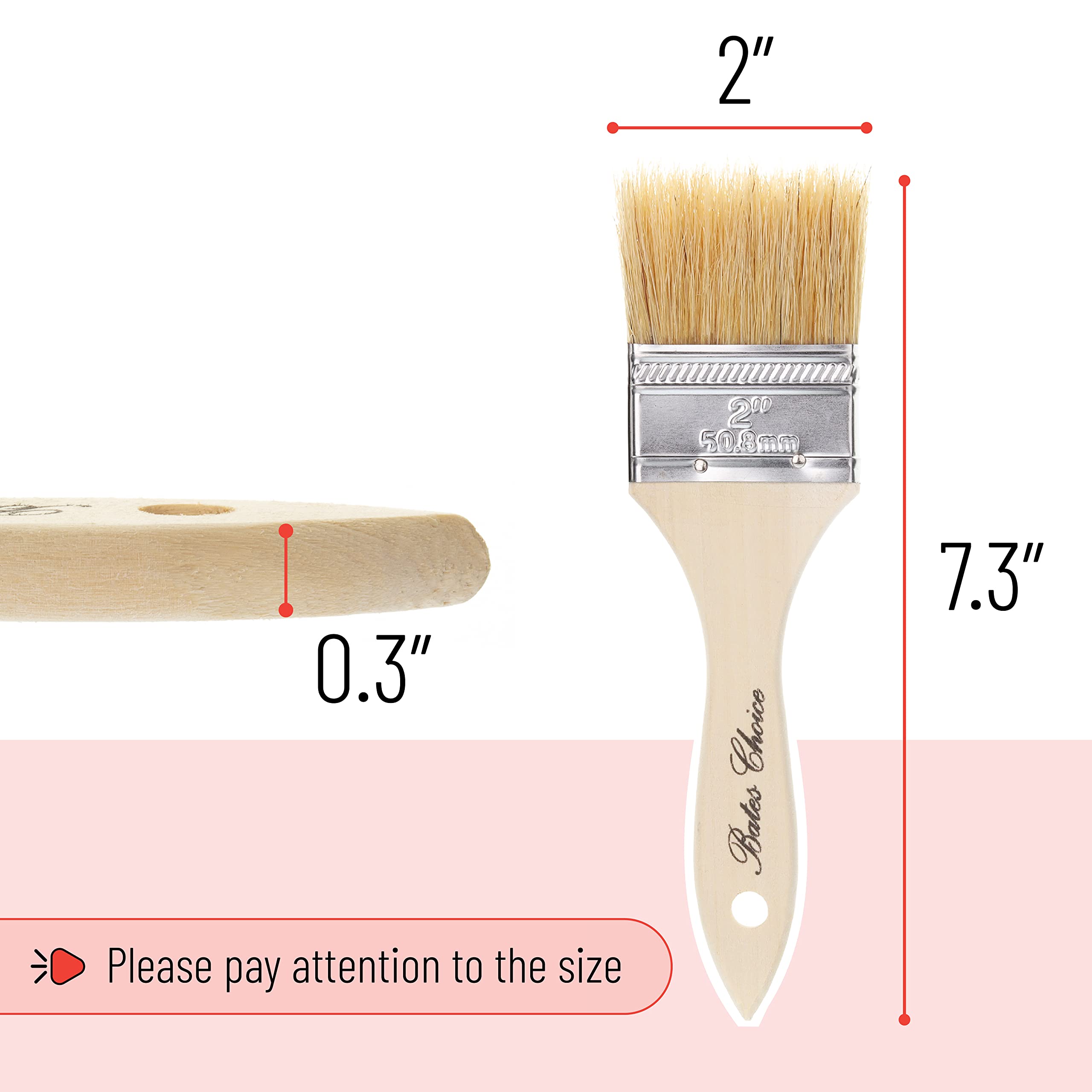 Bates- Chip Paint Brushes, 2 Inch, 9 Pack, Chip Brush, Brushes for Painting, Paint Brushes, 2 Inch Paint Brush, Stain Brushes for Wood, Natural Bristle Paint Brush, Chip Paint Brushes for Paint