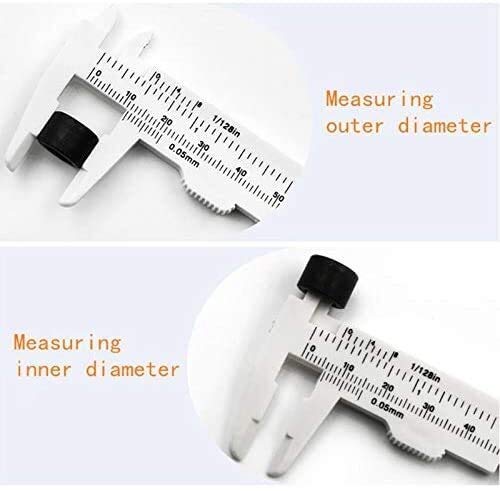 4pcs 0-80mm Double Rule Scale Plastic Vernier Caliper Measuring Student Mini Tool Ruler(White/Blue/Black/red)
