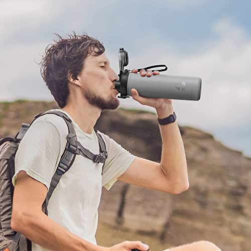 Arslo Insulated Sport Bottle With Straw Lid, Stainless Steel Water Bottles Double Walled, Vacuum Thermo Mug,Metal Water Bottle Insulated Keeps Water Cold