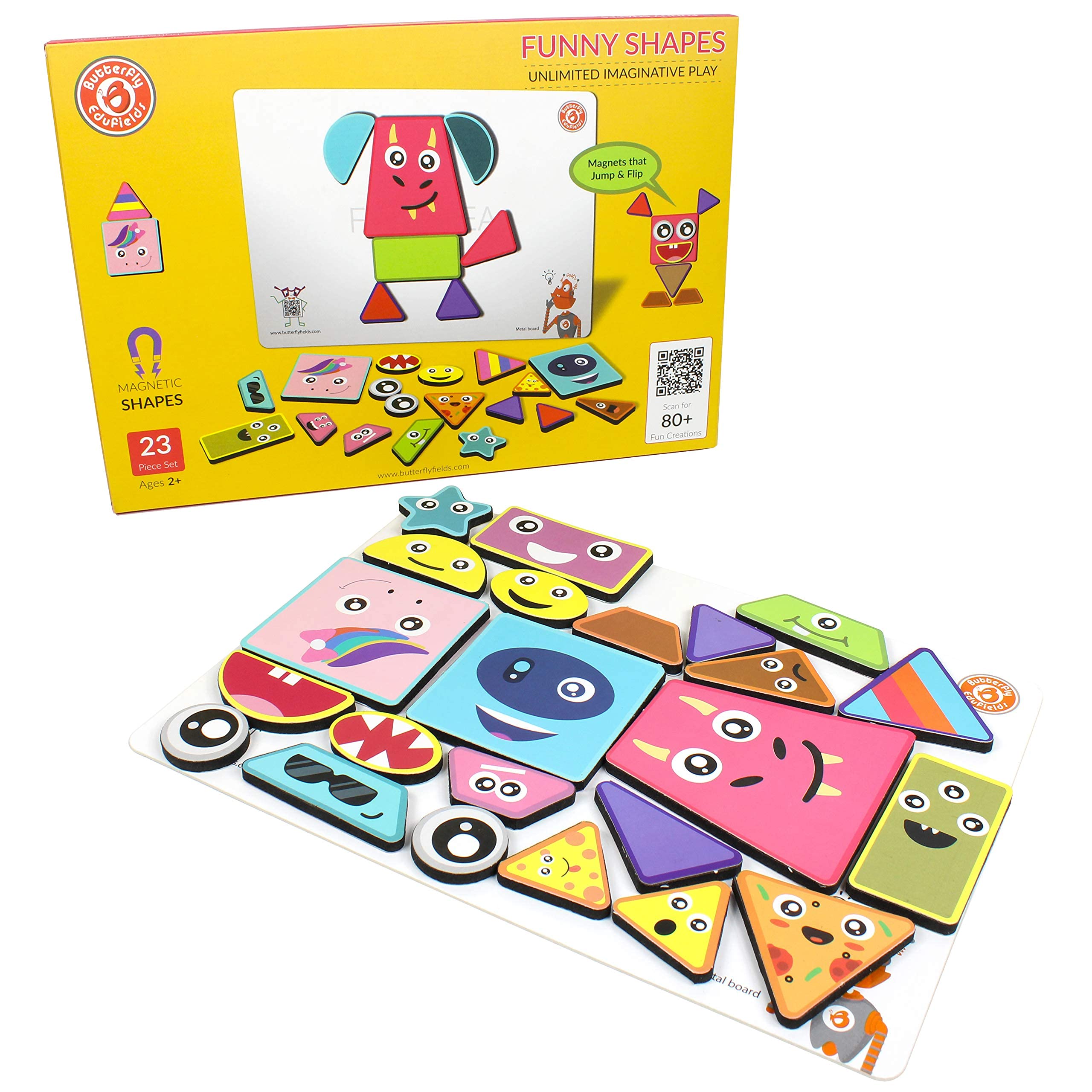ButterflyEdufields 100+ Magnetic Puzzles for Kids 3 4 5 Years Old | Mix & Match Fun Shapes & Emoticons 100+ Play Challenges | Creative Birthday Gift for Kids
