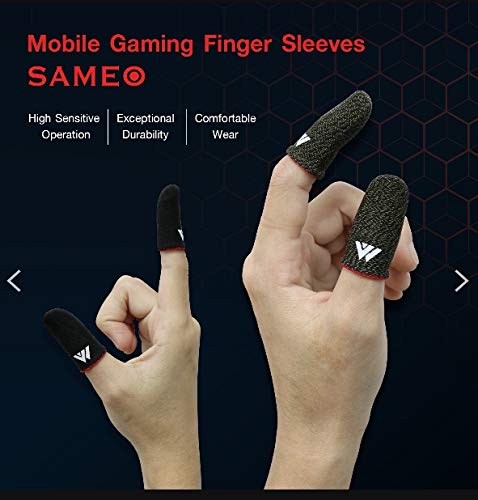 SAMEO Gaming Finger Sleeves for Mobile Game Controllers (Pack of 3 Pair) Anti-Sweat Breathable Seamless Thumb Finger Sleeve for League of Legend, PUBG, Rules of Survival, Knives Out (Black)