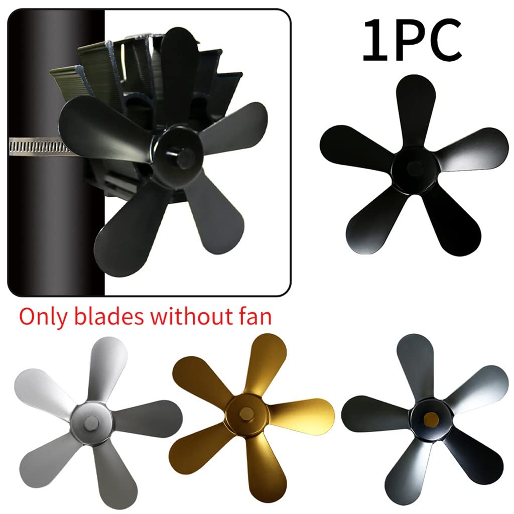UXZDX CUJUX Low Noise Fireplace Fan Blade Living Room Efficient Household 5 Blades Winter Warm (Color : Gold, Size : 152mm)