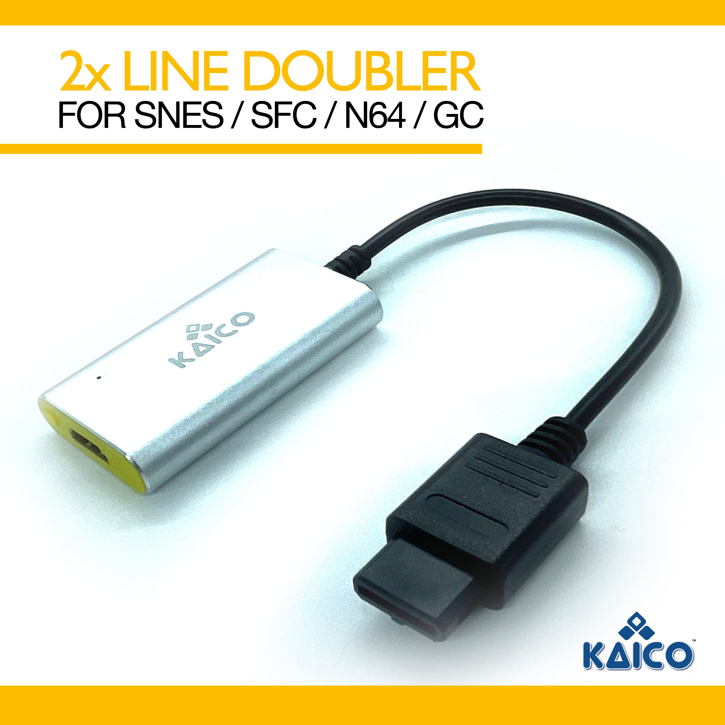 Kaico Nintendo 64 HDMI Adapter, N64 to hdmi for Nintendo 64 Super Nintendo, Super Famicom and Gamecube - Supports 2X Line-Doubling - A Simple Plug & Play for Nintendo 64, GC and SNES HDMI Adapter