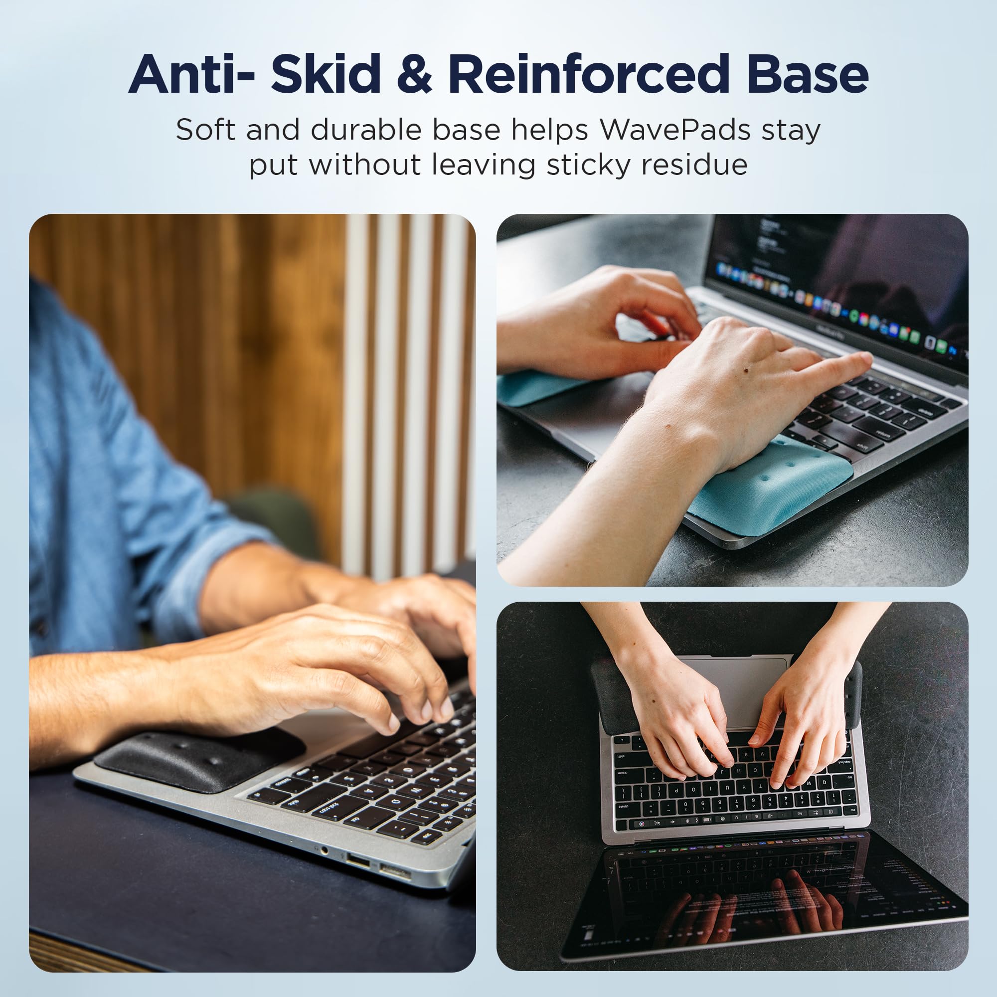WavePads by PostureUp – Original Two Pack Adjustable Wrist Rests for Laptop and Keyboard Ergonomic Memory Foam Laptop Wrist Pads for Wrist Pain & Carpal Tunnel Relief, Memory Foam Wrist Support Pad