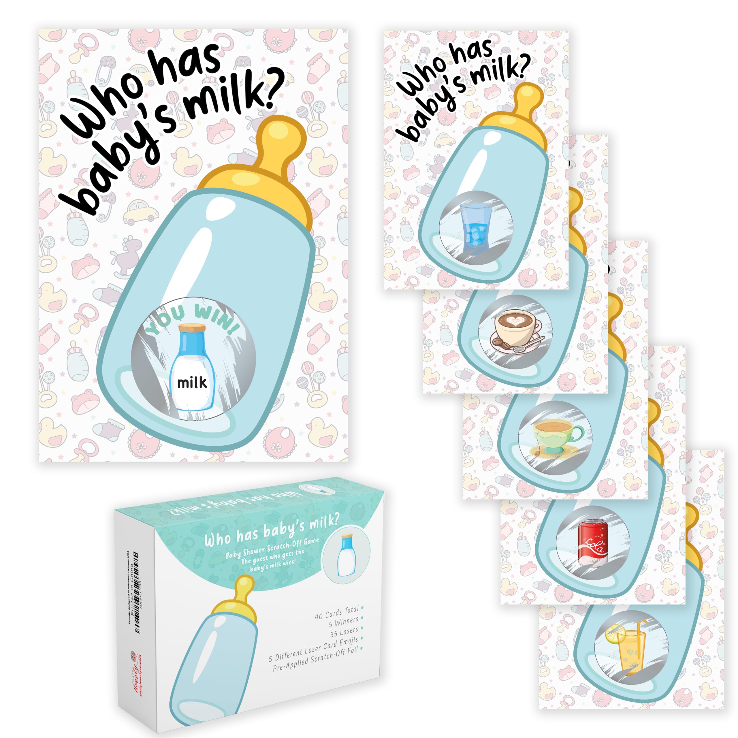 Party Hearty Baby Shower Games for Boy, 40 Emoji Scratch Off Lottery Tickets, Baby Games Ideas, Scratch Off Game, Blue