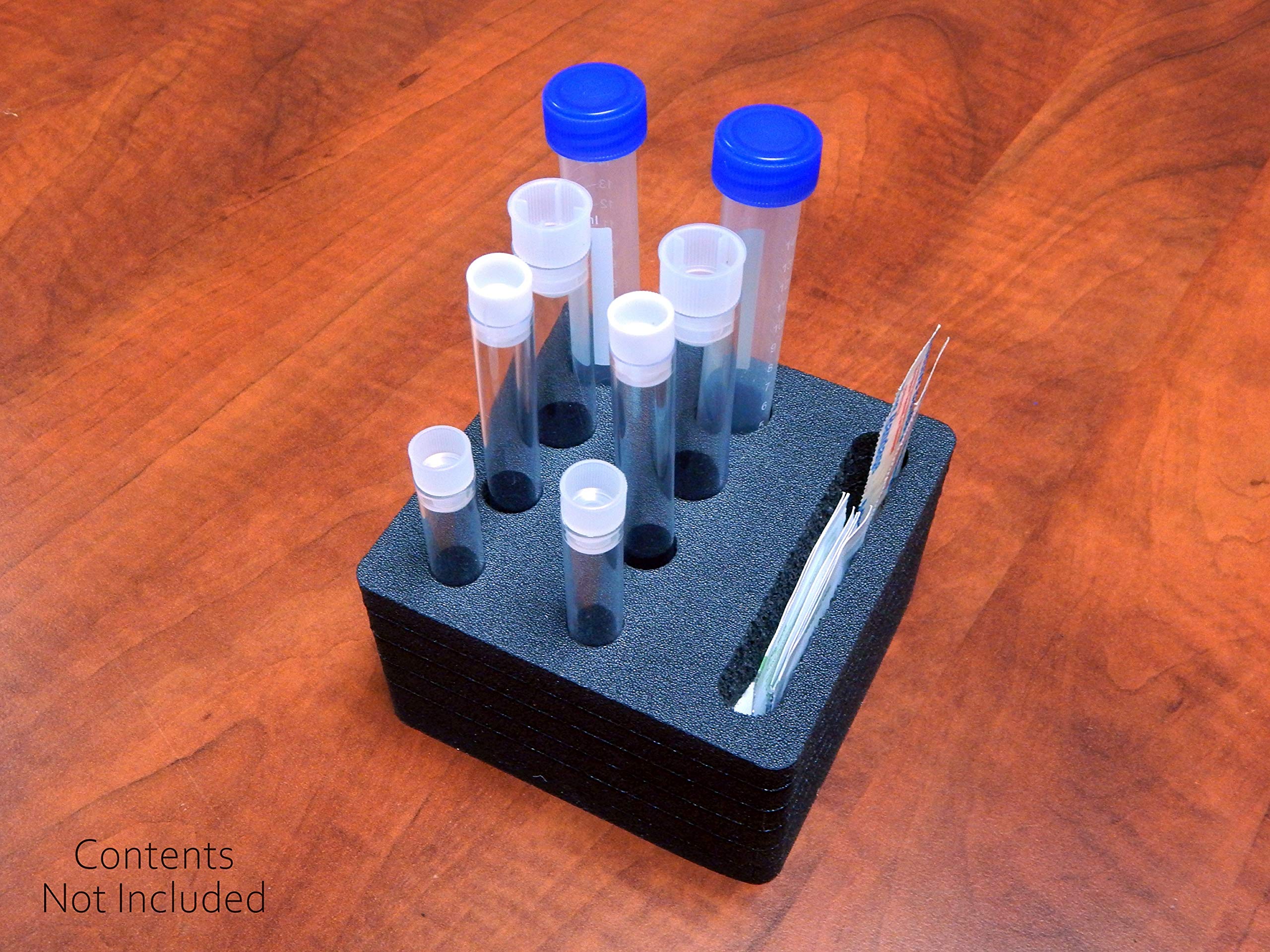 Polar Whale Personal Travel Test Tube Holder Rack Black Foam Lab Storage Organizer Compact Stand Transport Holds 8 Tubes Fits up to 11mm 13mm 15mm 17mm Diameter