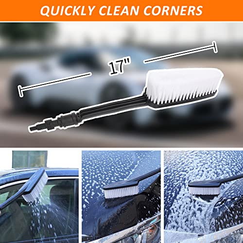 AUTODECO 13Pcs Auto Detailing Brush Set for Most Pressure Washers, Car Cleaning Tools Kit with Rotating Brush, Utility Bristle Brush, Tire Brush, Universal Adapter, Detailing Brush Set